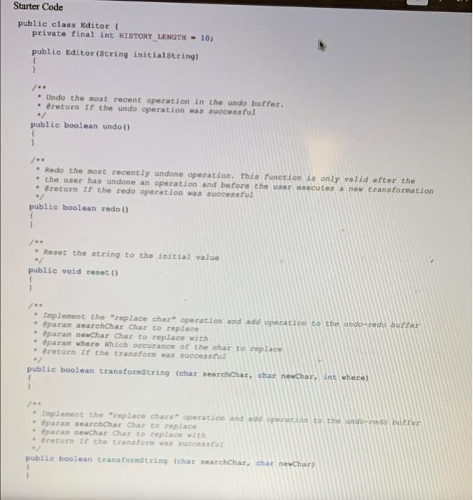 Looking for help with the code for the undo and redo | Chegg.com