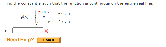 Solved Find the constant a such that the function is | Chegg.com