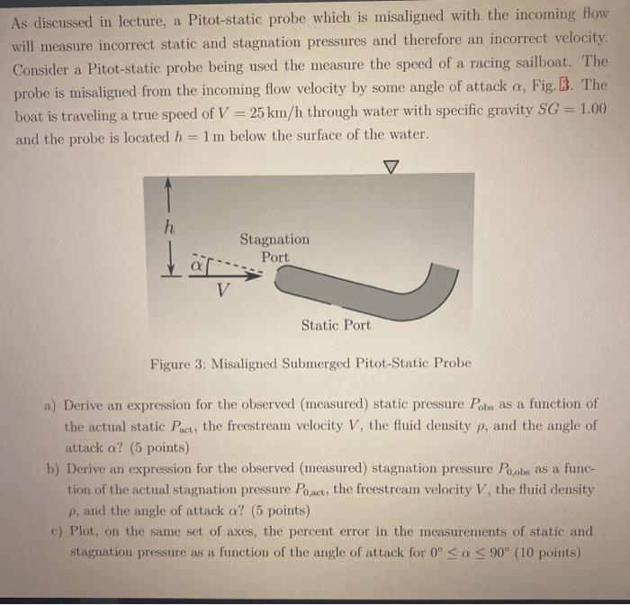 Solved As discussed in lecture, a Pitot-static probe which | Chegg.com