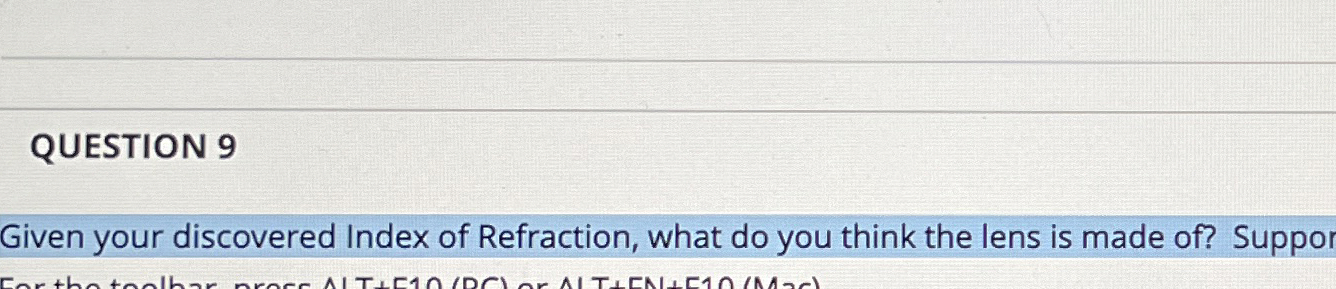 Solved Given your discovered Index of Refraction, what do | Chegg.com