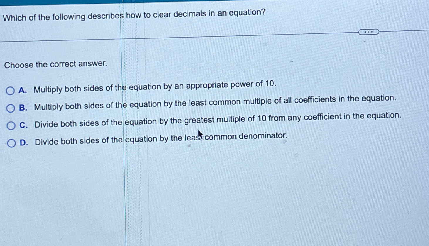 Solved Which of the following describes how to clear | Chegg.com