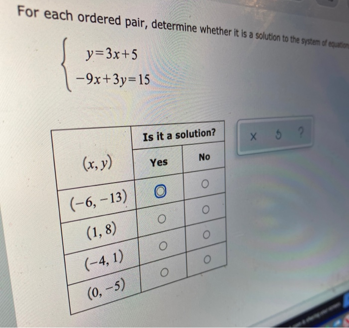 Solved For each ordered pair, determine whether it is a | Chegg.com