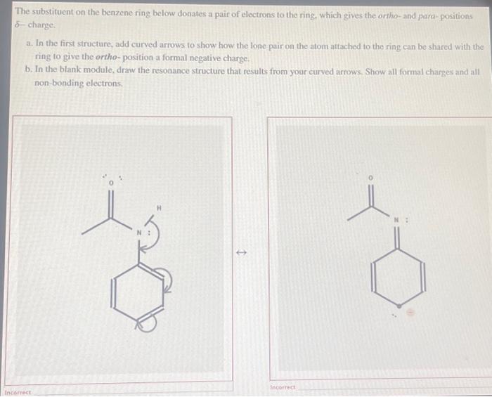 Solved The substituent on the benzene ring below donates a | Chegg.com