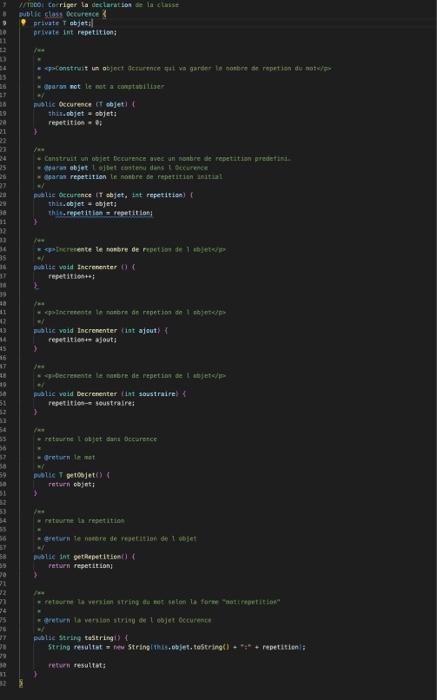 Solved Java: • in The Occurrence class: o to complete the | Chegg.com