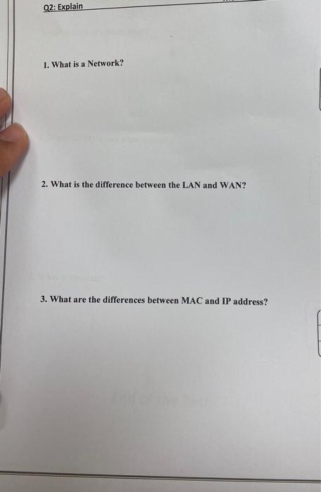 Solved 1. What is a Network? 2. What is the difference | Chegg.com