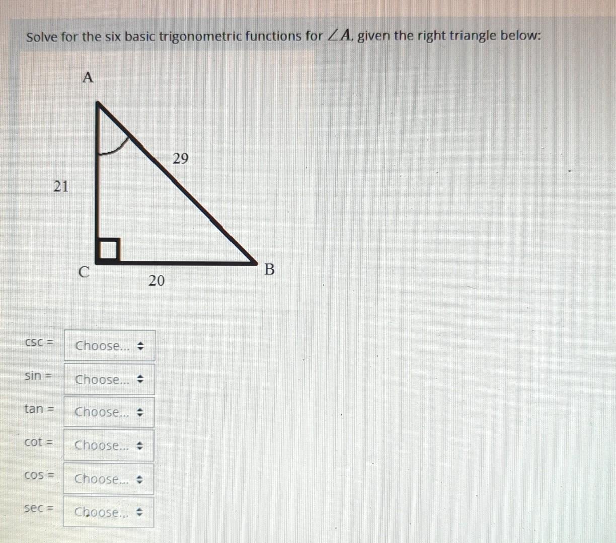 Solved Solve for the six basic trigonometric functions for | Chegg.com