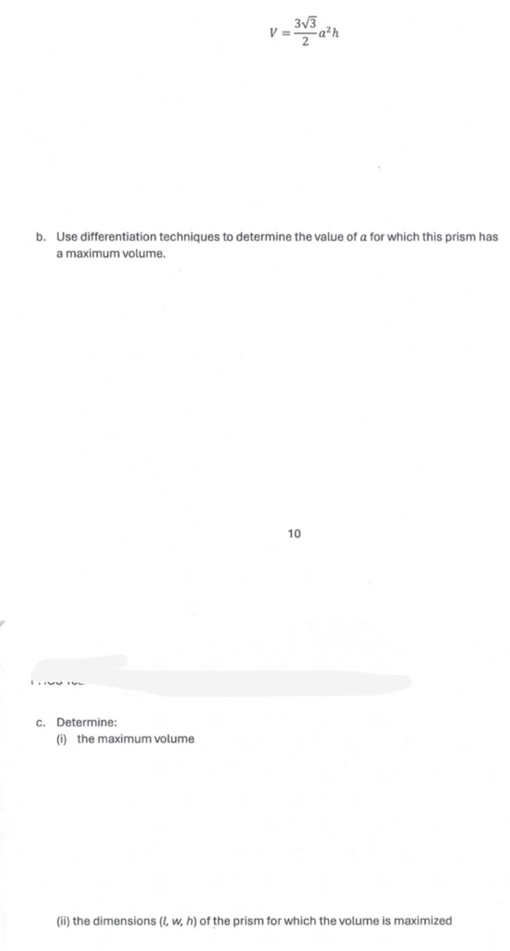 V=3322a2hb. ﻿Use differentiation techniques to | Chegg.com