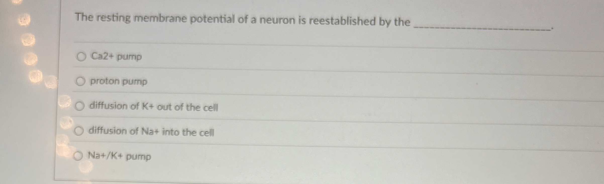 Solved The resting membrane potential of a neuron is | Chegg.com