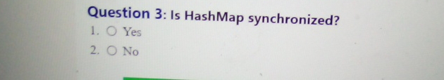 Solved Question 3: Is HashMap synchronized?YesNo | Chegg.com