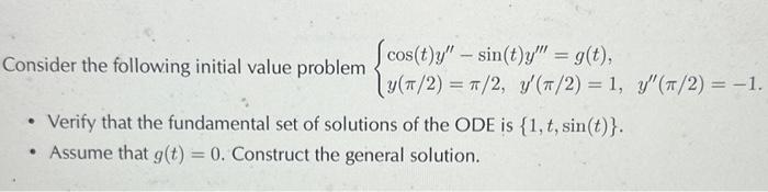 Solved Consider the following initial value problem | Chegg.com