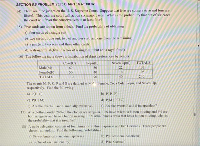 Solved SECTION 8.6 PROBLEM SET: CHAPTER REVIEW 14) There are | Chegg.com