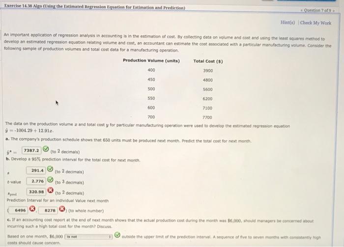 Solved Exercise 14.38 Algo (Using the Estimated Regression | Chegg.com