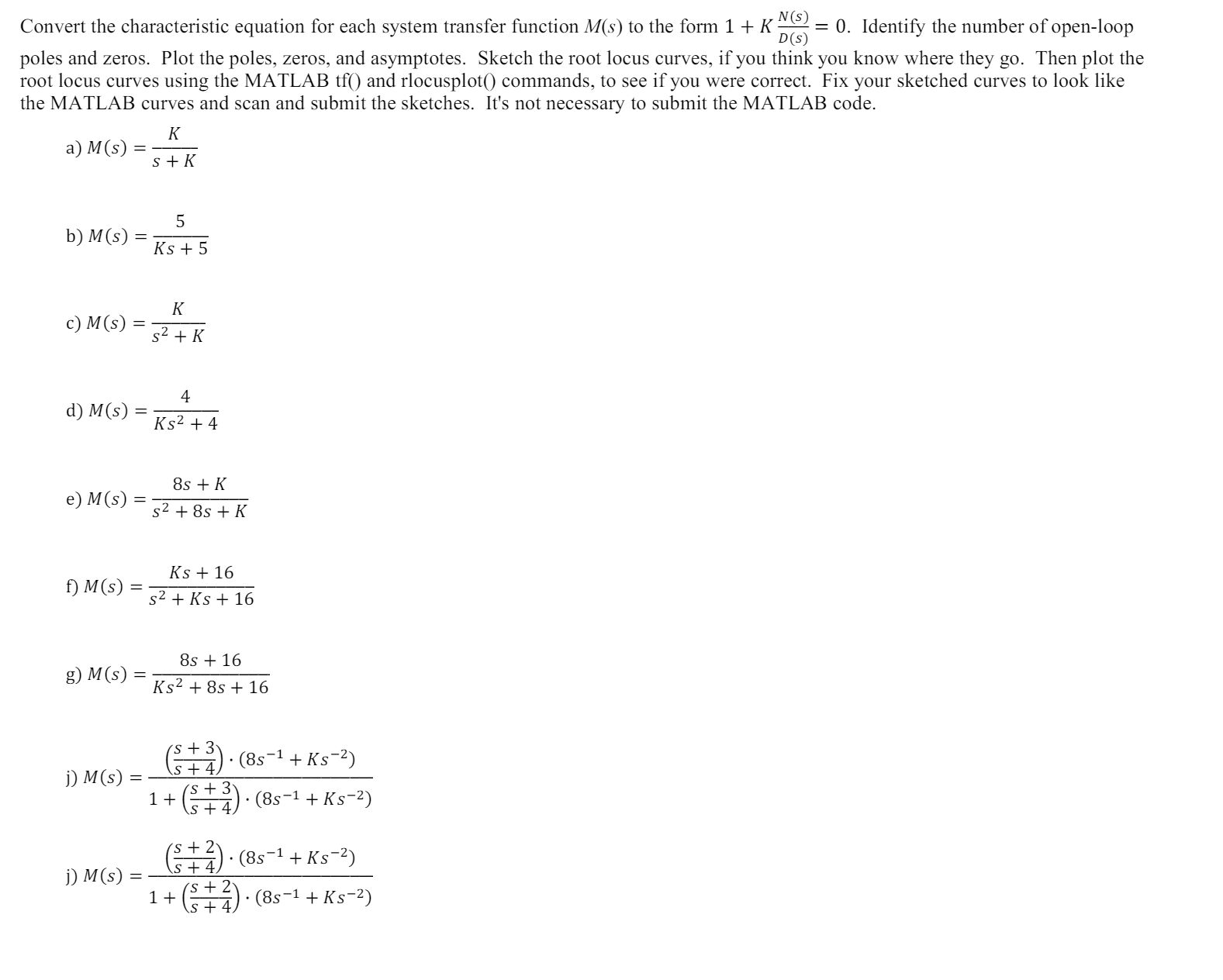 Solved Convert the characteristic equation for each system | Chegg.com