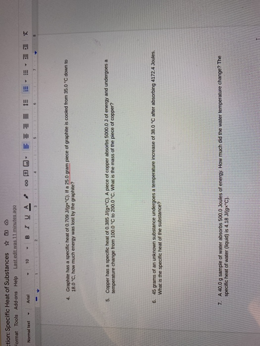 Solved Calculations involving Specific Heat ** Perform | Chegg.com