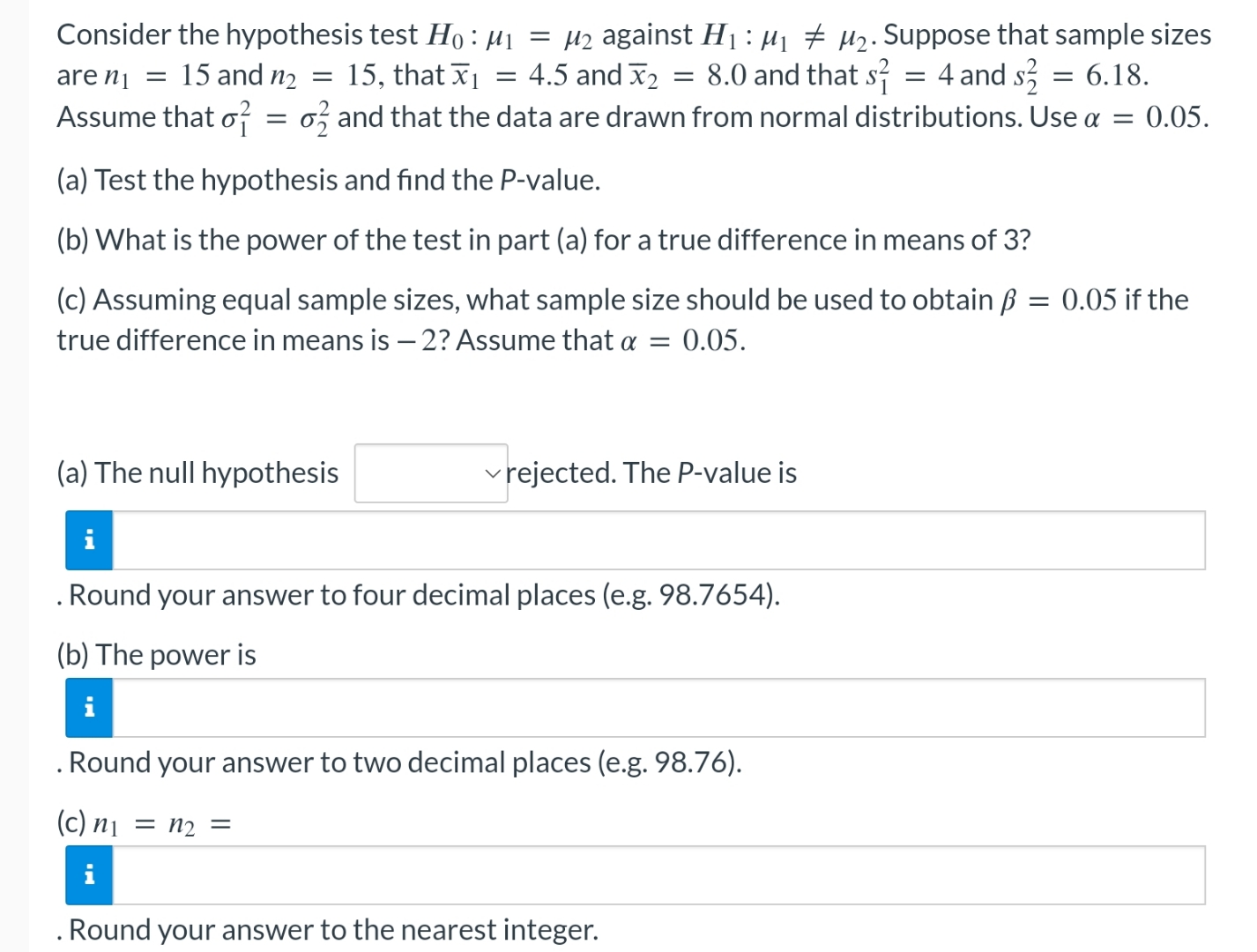 Solved Consider the hypothesis test H0:μ1=μ2 ﻿against | Chegg.com