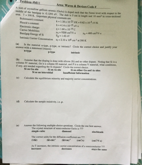 Solved Problem #M11 Area: Waves & Devices Code & A slab of | Chegg.com