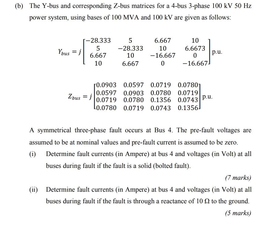 Solved please help(b) ﻿The Y-bus and corresponding Z-bus | Chegg.com