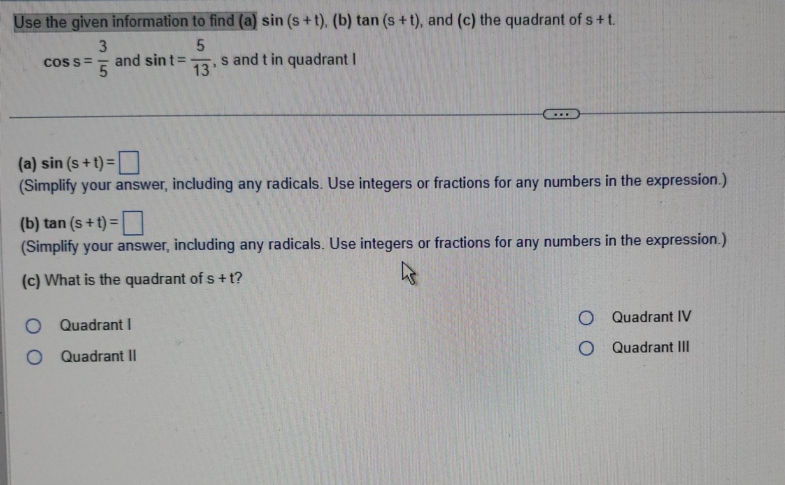 Solved Use the given information to find | Chegg.com