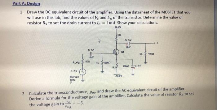Solved Draw the DC equivalent circuit of the amplifier. | Chegg.com