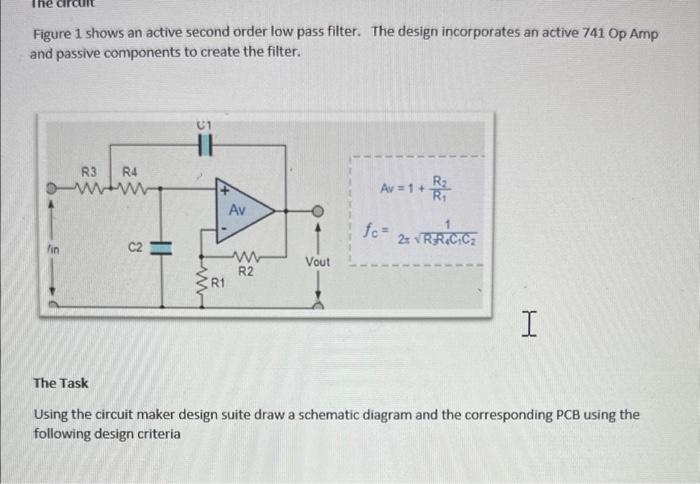 Figure 1 shows an active second order low pass | Chegg.com
