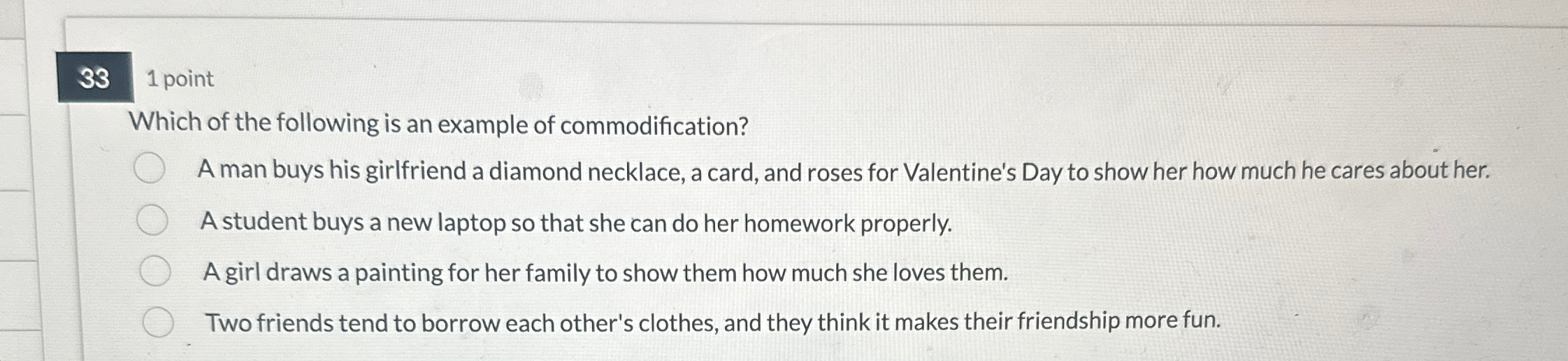 Solved 331 ﻿pointWhich of the following is an example of | Chegg.com