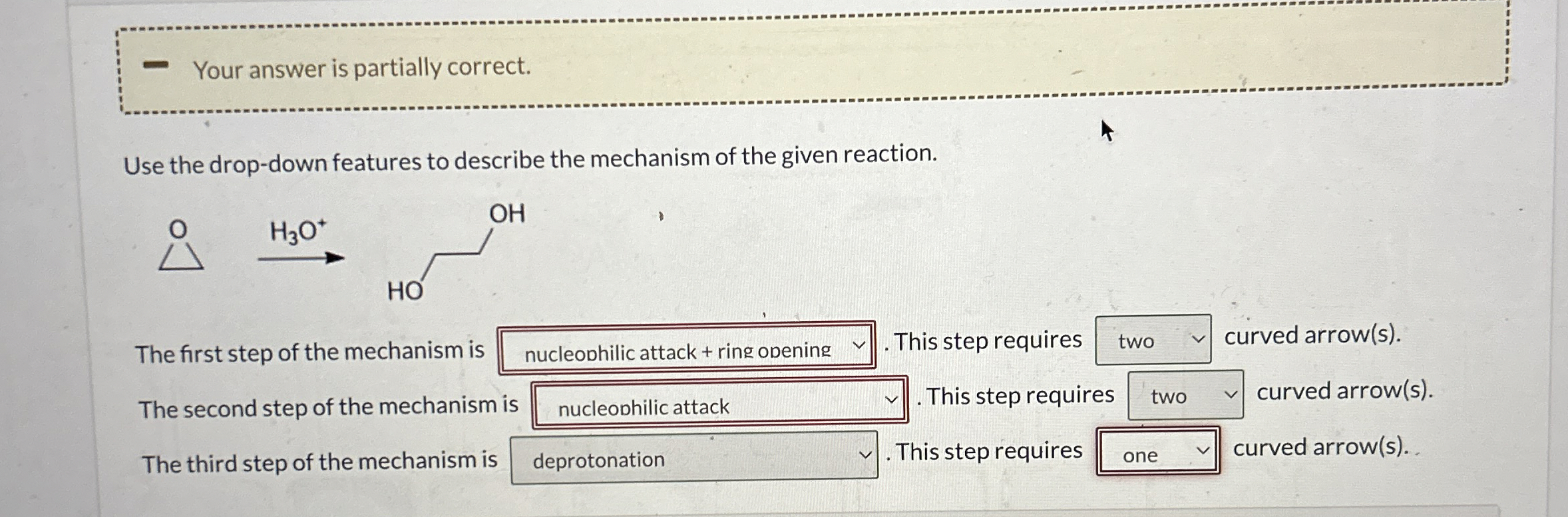 Solved Your answer is partially correct.Use the drop-down | Chegg.com