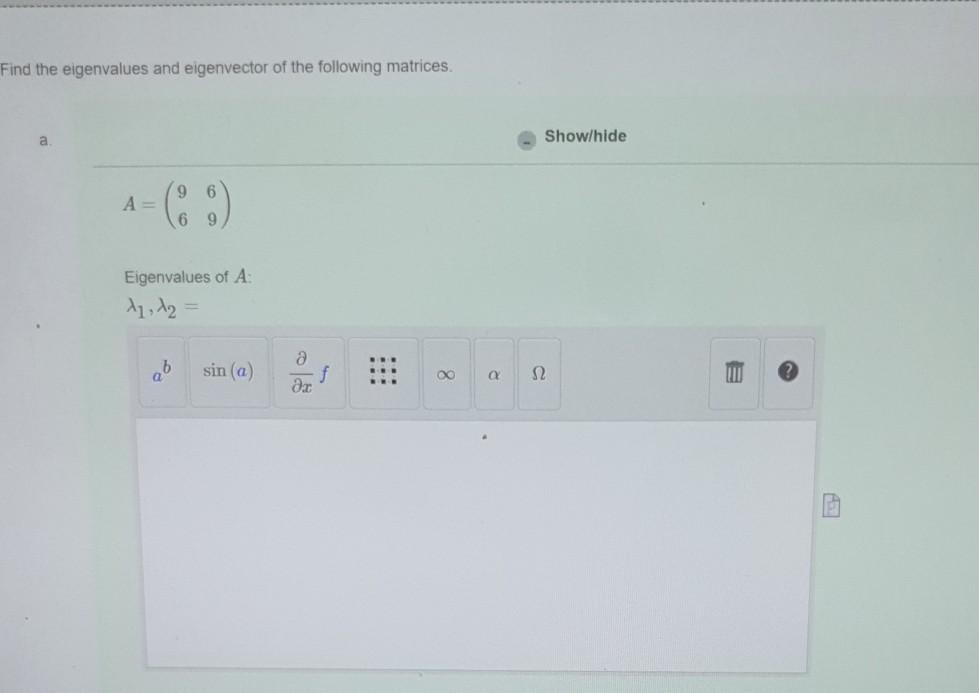 Solved Find the eigenvalues and eigenvector of the following | Chegg.com