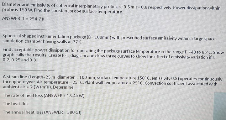 Solved Diameter and emissivity of spherical interplanetary | Chegg.com