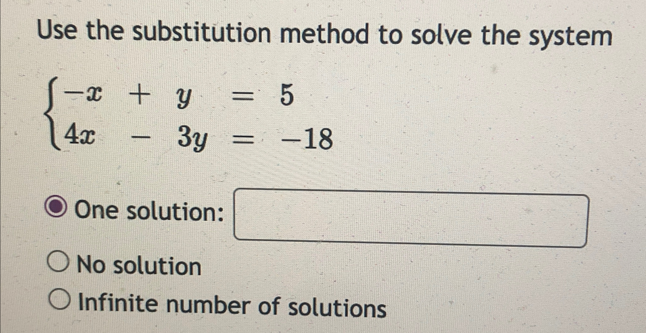 Solved Use the substitution method to solve the | Chegg.com