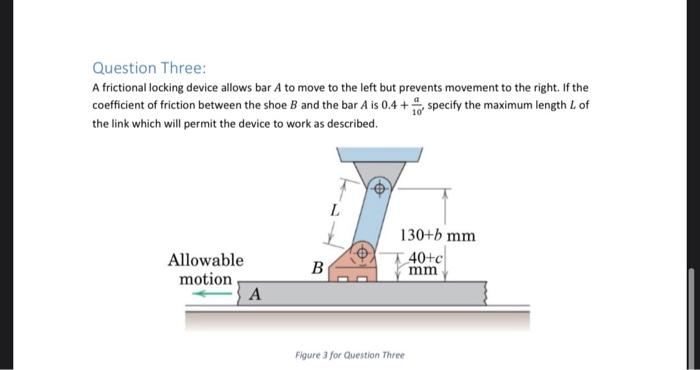 Solved Question Three: A frictional locking device allows | Chegg.com