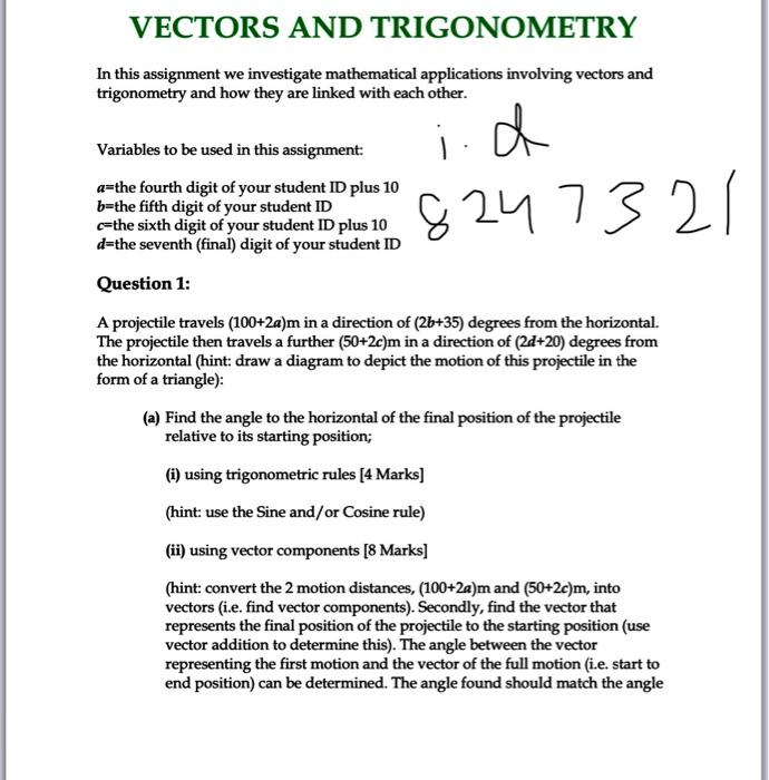 Solved VECTORS AND TRIGONOMETRY In this assignment we | Chegg.com