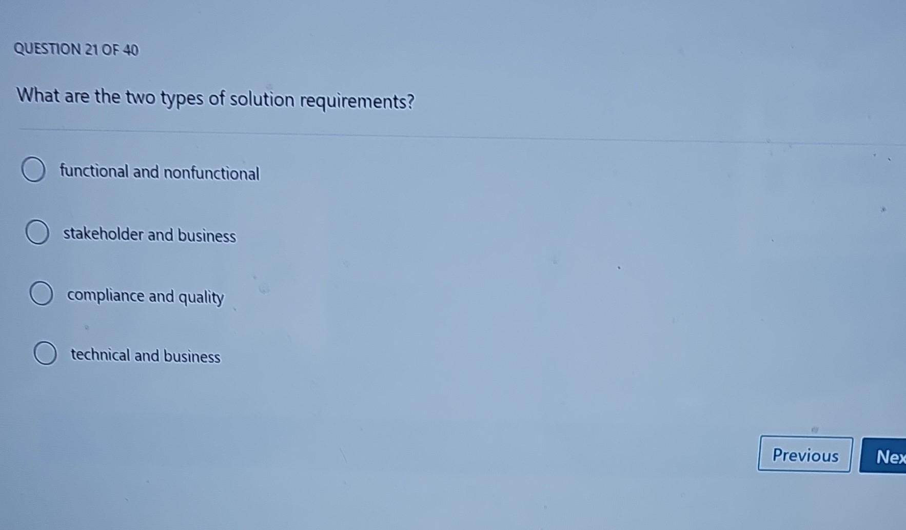 Solved What are the two types of solution requirements? | Chegg.com