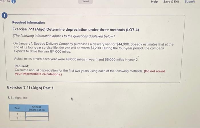 Solved Required information Exercise 7-11 (Algo) Determine | Chegg.com