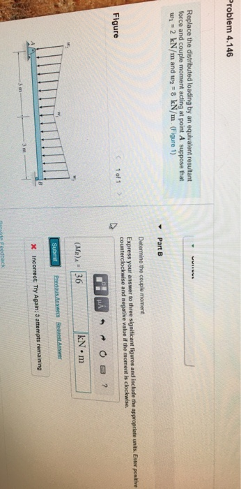 Solved Problem 4.146 Replace the distributed loading by an | Chegg.com