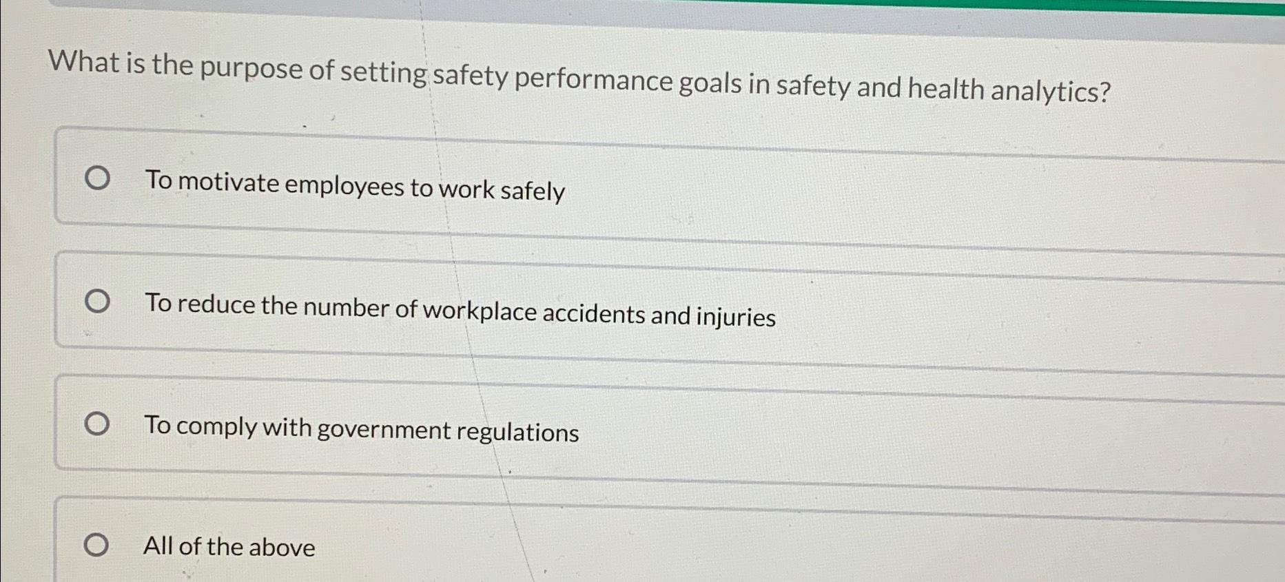 Solved What is the purpose of setting safety performance | Chegg.com