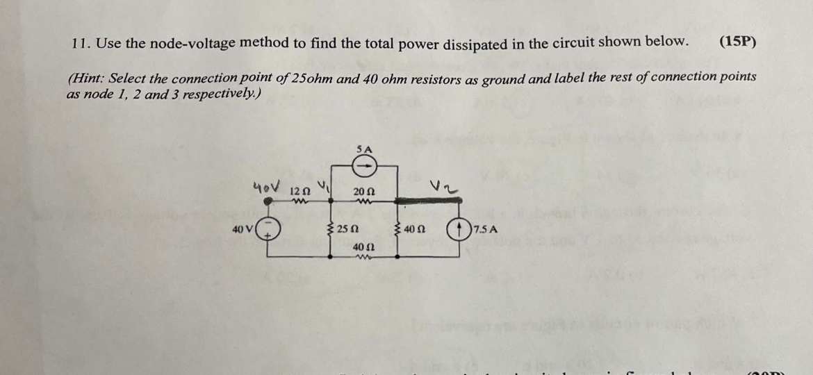 Solved Use the node-voltage method to find the total power | Chegg.com