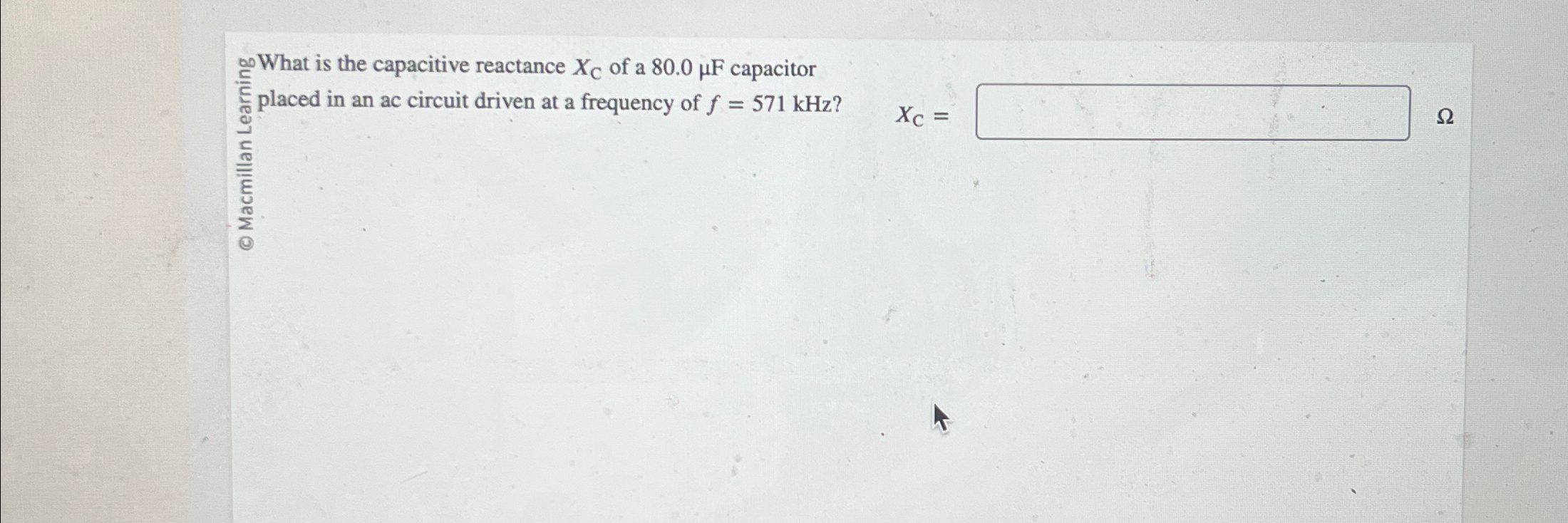Solved What is the capacitive reactance xC ﻿of a 80.0μF | Chegg.com