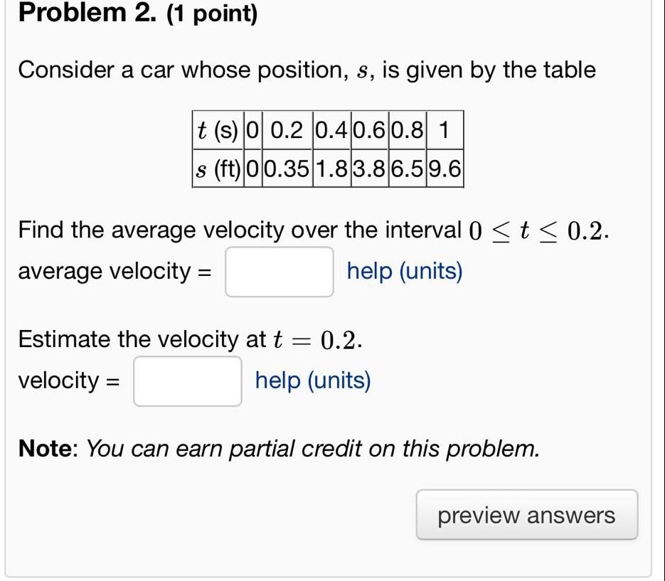 Consider a car whose position, s, is given by the | Chegg.com