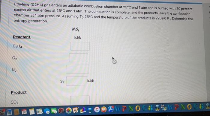 Solved Ethylene (C2H4) gas enters an adiabatic combustion | Chegg.com