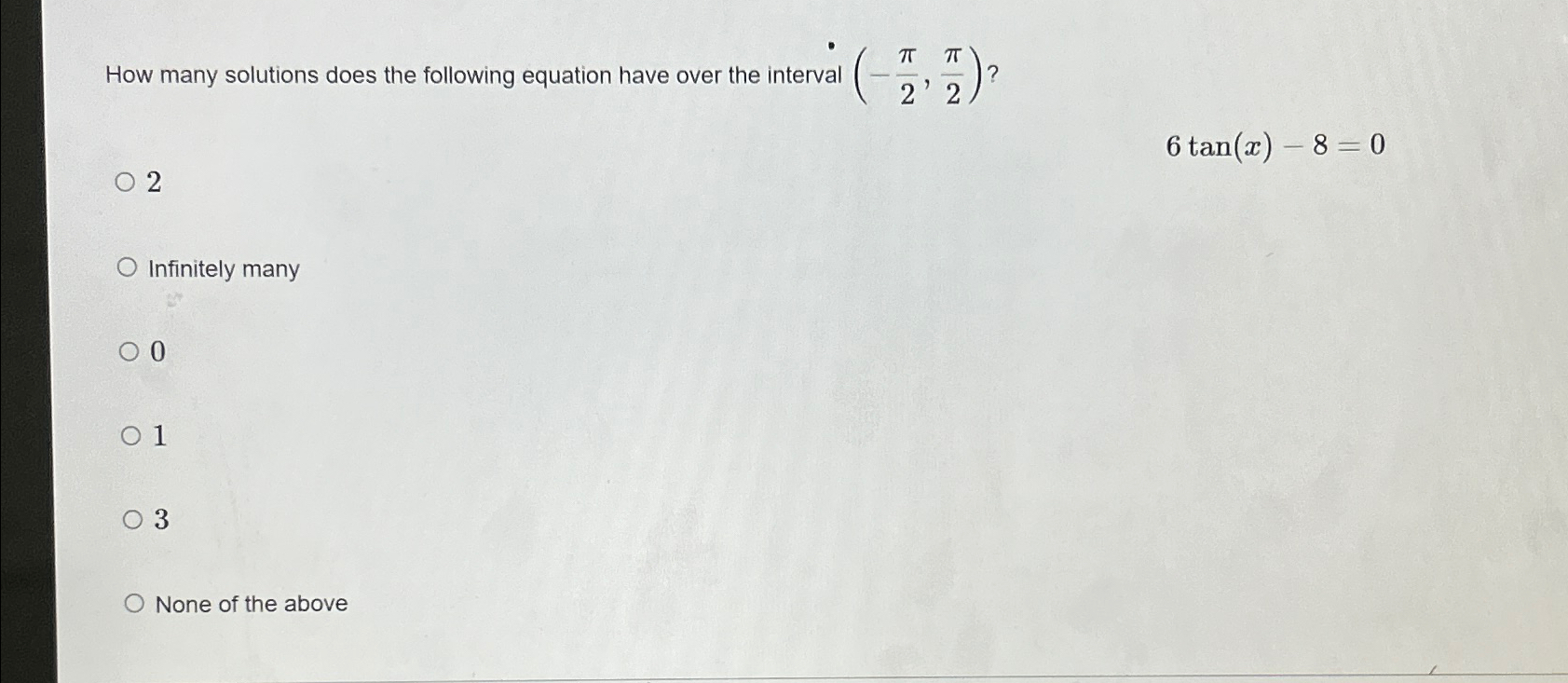 Solved How many solutions does the following equation have | Chegg.com