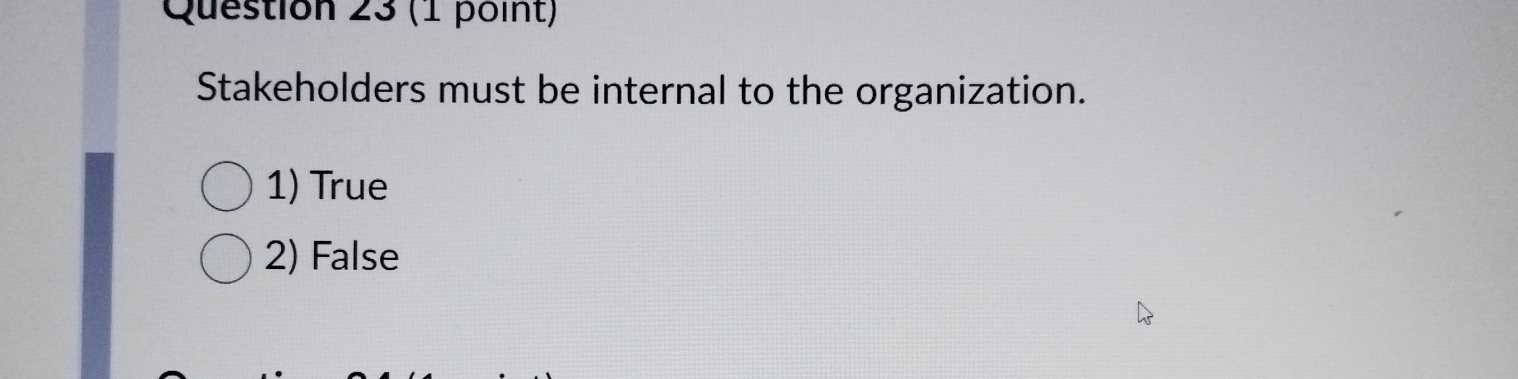 Solved Stakeholders must be internal to the | Chegg.com