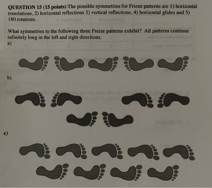 Solved What symmetries to the following three Freize | Chegg.com