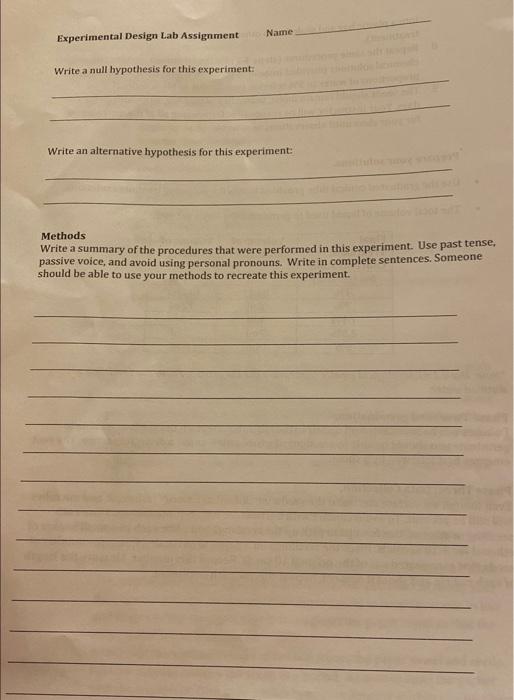 Solved Experimental Design - Allelopathy Lab Experiment | Chegg.com