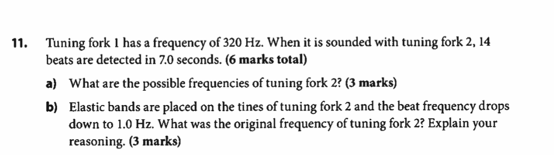 Solved Tuning fork 1 ﻿has a frequency of 320 ﻿Hz . ﻿When it | Chegg.com
