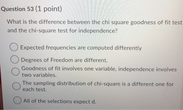 Solved Question 53 (1 point) What is the difference between | Chegg.com