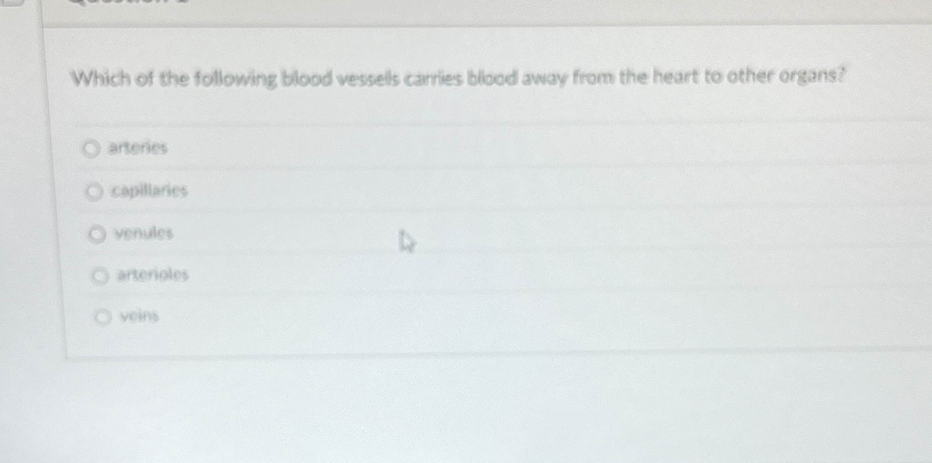 Solved Which of the following blood vessels carries blood | Chegg.com