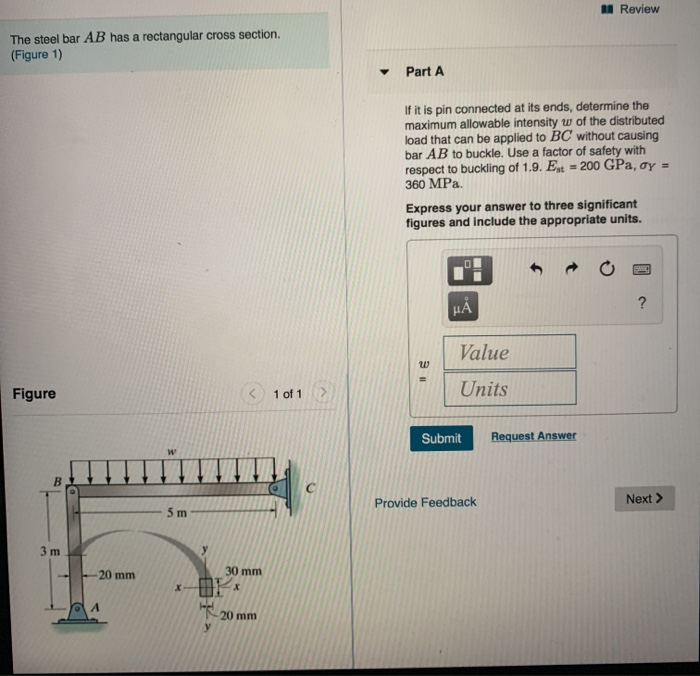 Solved A Review The steel bar AB has a rectangular cross | Chegg.com