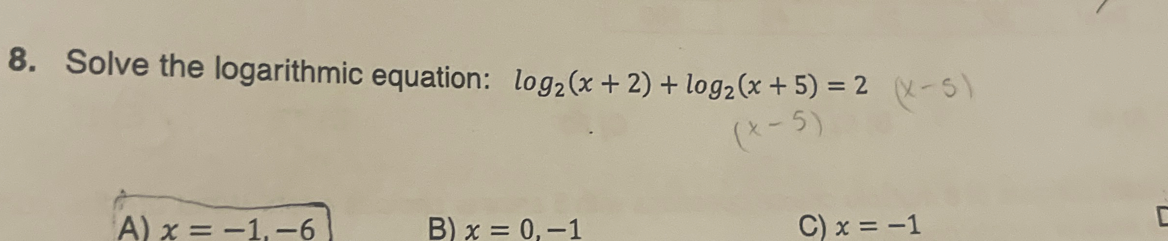 Solve the logarithmic equation: | Chegg.com