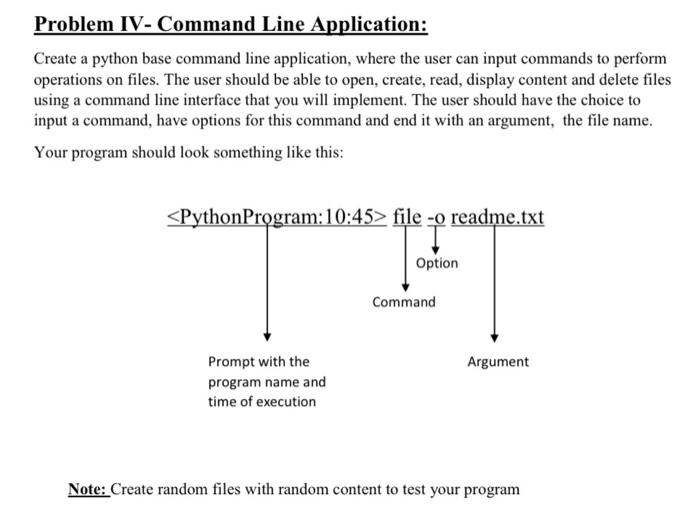 Solved Problem Iv Command Line Application Create A Python