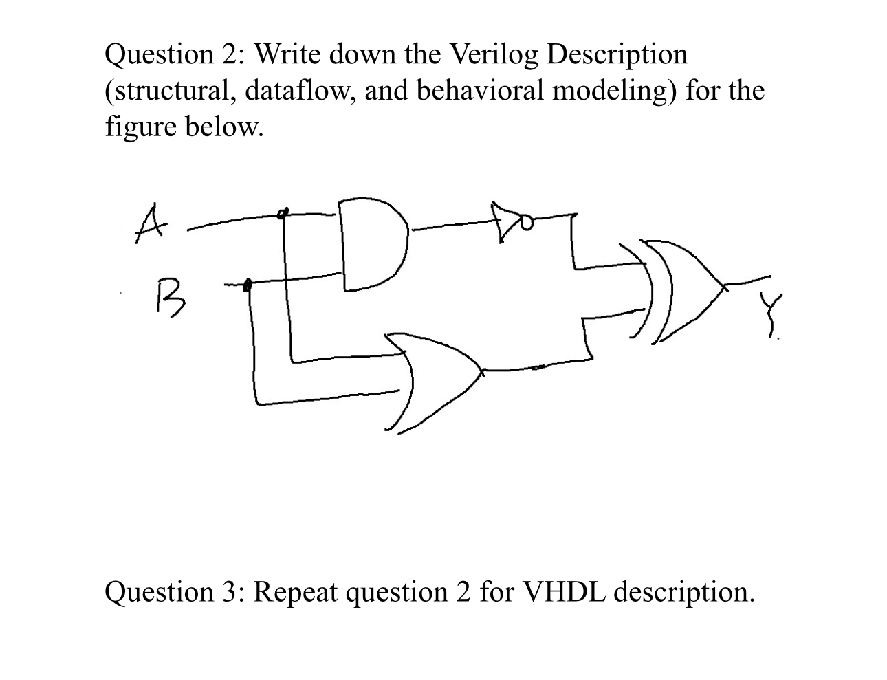 Solved Question 2: Write down the Verilog Description | Chegg.com